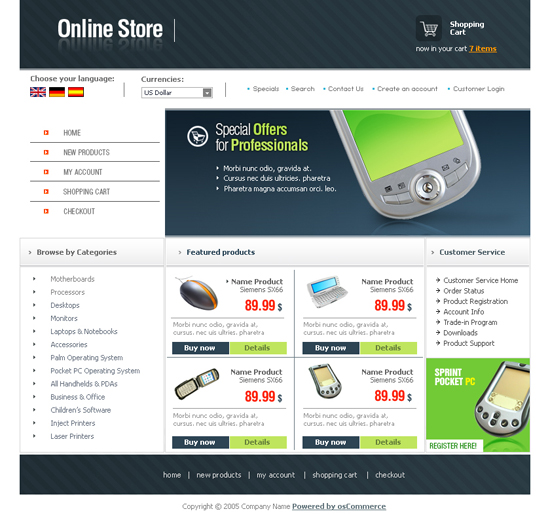 Oscommerce Templates - Skynet Technologies